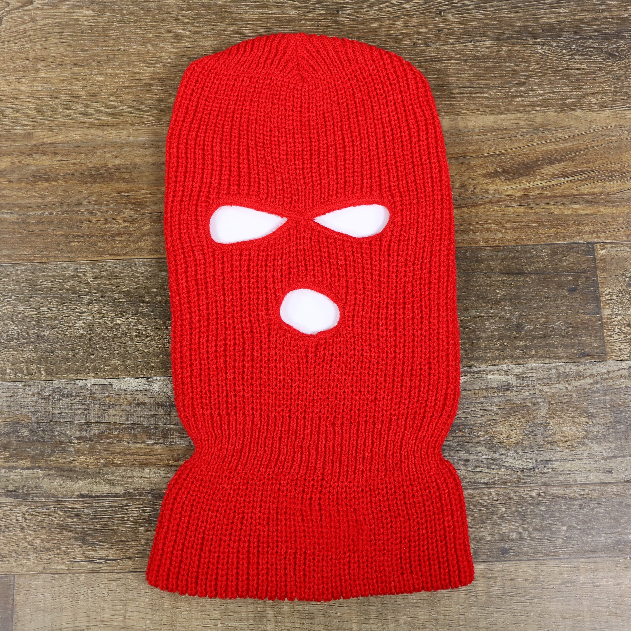 Cardinal Red Blank Three Hole Winter Knit Ski Mask | Red Ski Mask